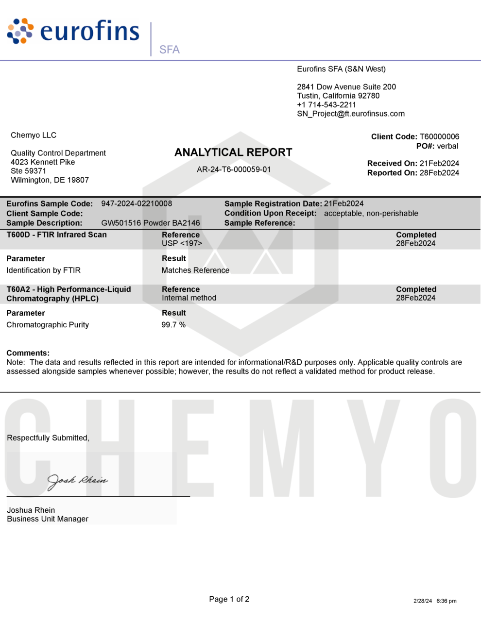 GW501516 | Buy GW-501516 Cardarine 10mg/ml 50ml Solution