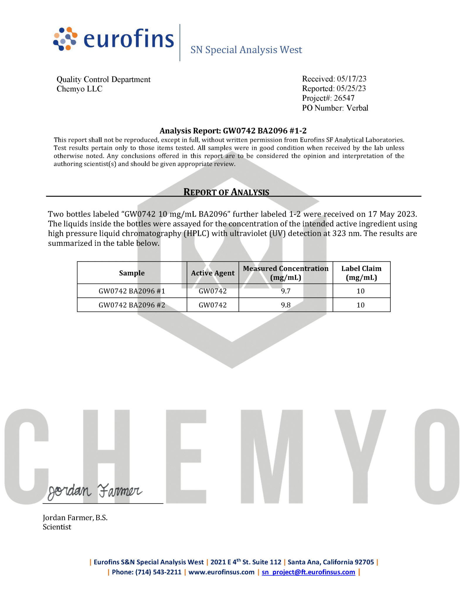 GW0742 | Buy GW-0742 10mg/ml 50ml Solution